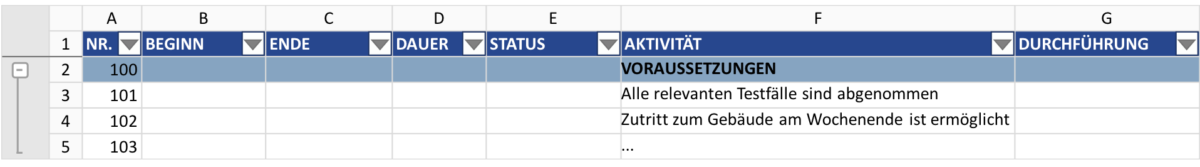 Detaillierter Cut-over-Plan mit Microsoft Excel - Doktor ERP